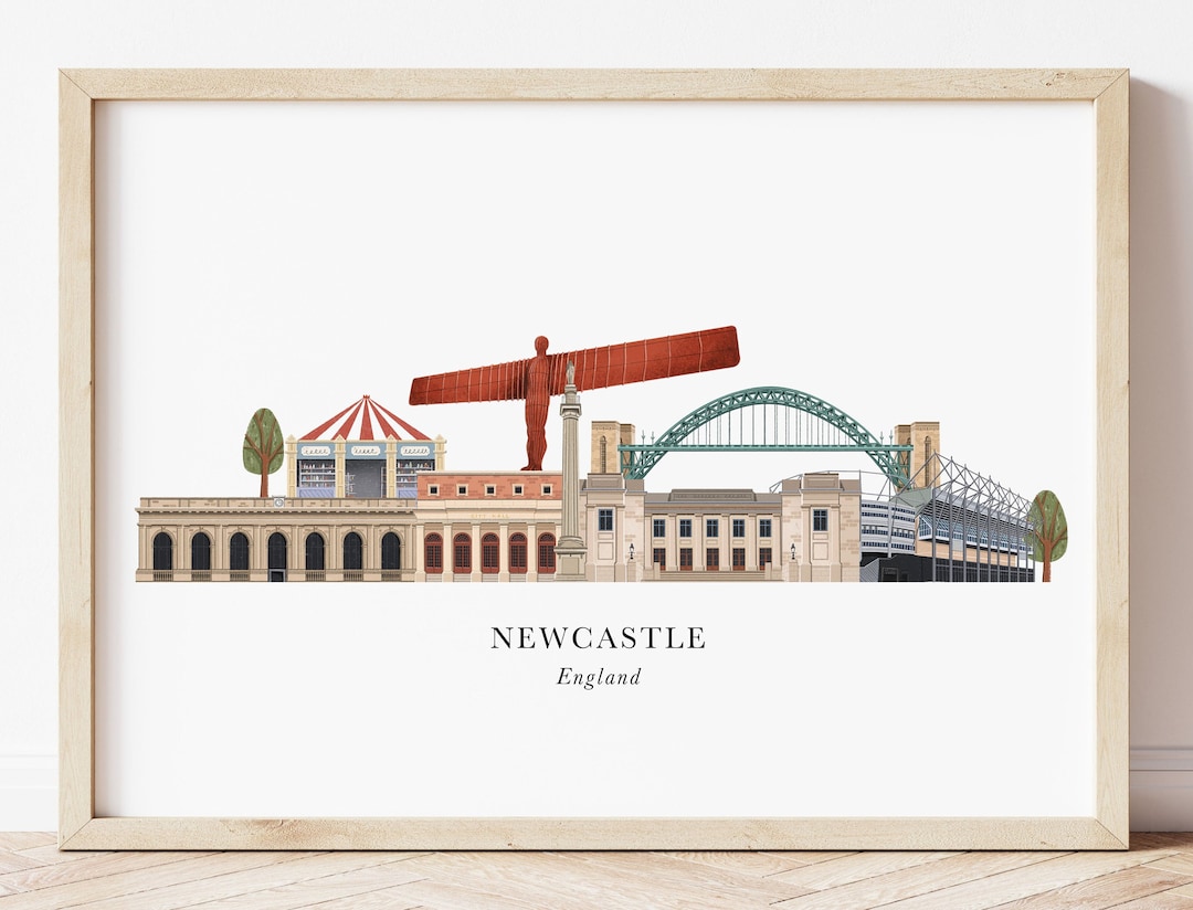 Newcastle Skyline Print, Newcastle Cityscape, Newcastle Wall Art ...