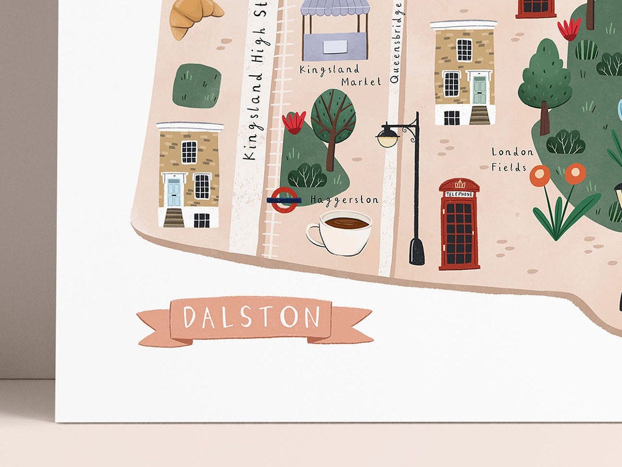 Dalston Map Illustrated Map of Dalston Dalston Print - Etsy