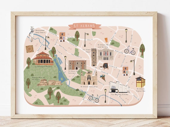 St Albans Map Illustrated Map of St Albans St Albans Poster - Etsy