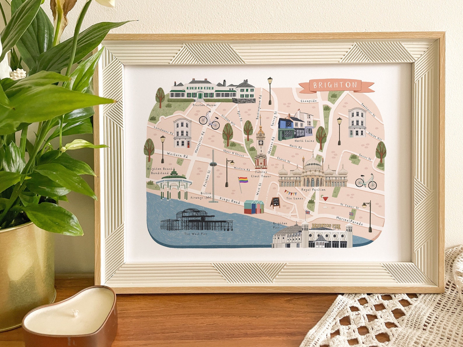 Brighton Map Illustrated Map of Brighton Brighton Poster - Etsy