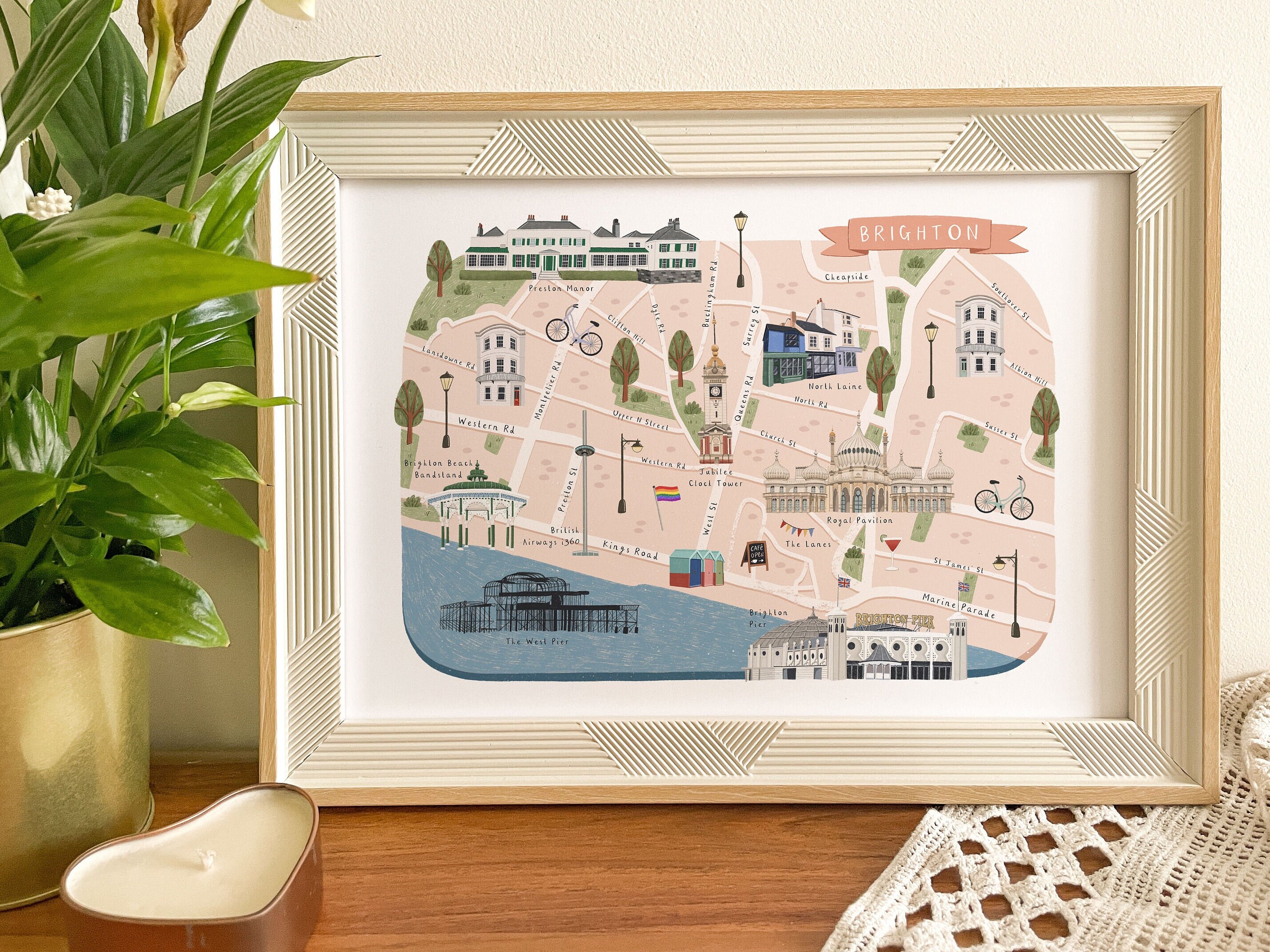 Brighton Map Illustrated Map of Brighton Brighton Poster - Etsy