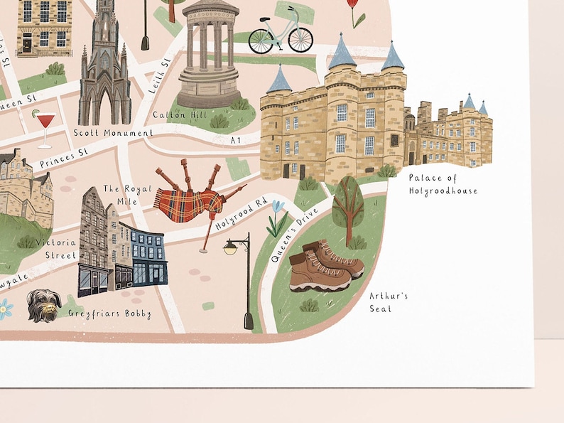 Edinburgh Map Illustrated Map of Edinburgh Edinburgh Print - Etsy Australia