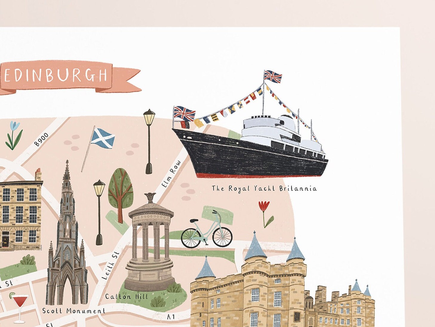 Edinburgh Map Illustrated Map of Edinburgh Edinburgh Print - Etsy Australia
