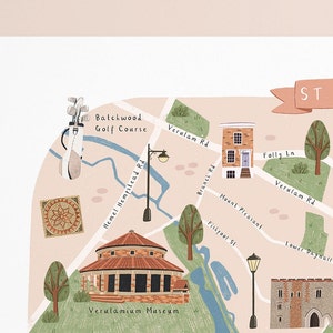 St Albans Map, Illustrated Map of St Albans, St Albans Poster, St ...