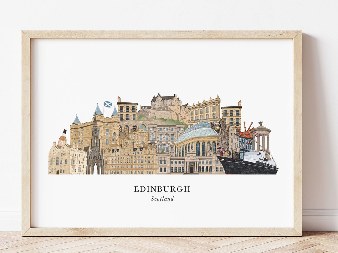 Edinburgh Skyline Print, Edinburgh Landmarks, Edinburgh Cityscape ...
