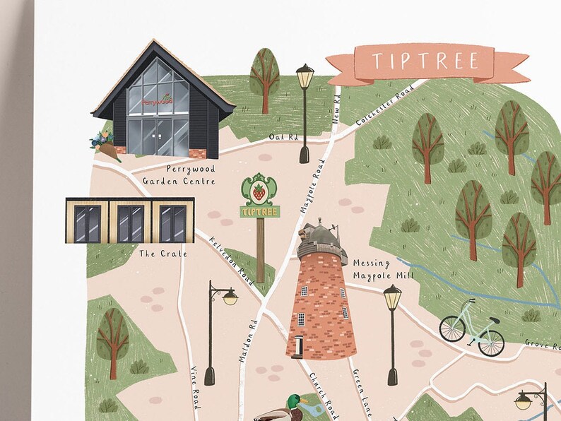 Tiptree Map Illustrated Map of Tiptree Tiptree Poster - Etsy