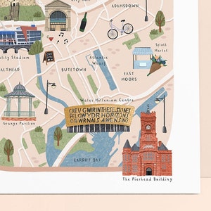 Cardiff Map, Illustrated Map of Cardiff, Cardiff Print, Cardiff Art ...