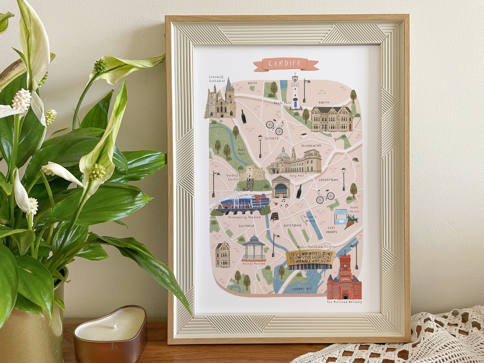 Cardiff Map Illustrated Map of Cardiff Cardiff Print - Etsy