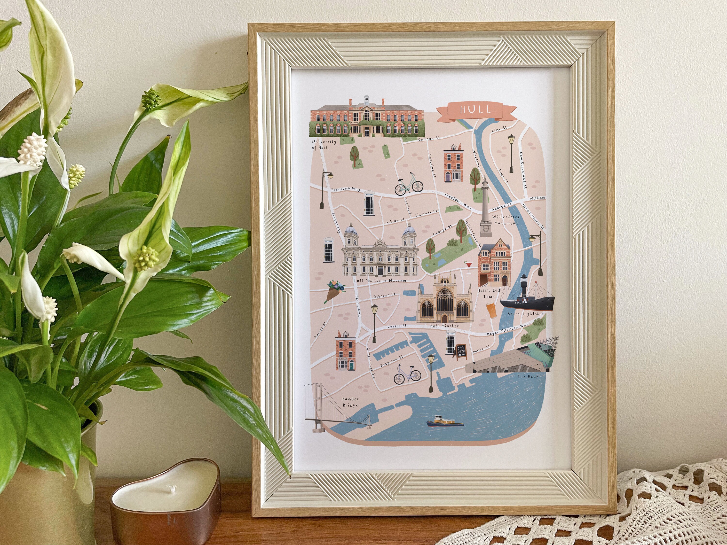 Hull Map, Illustrated Map of Hull, Hull Poster, Hull Print, Hull Art ...