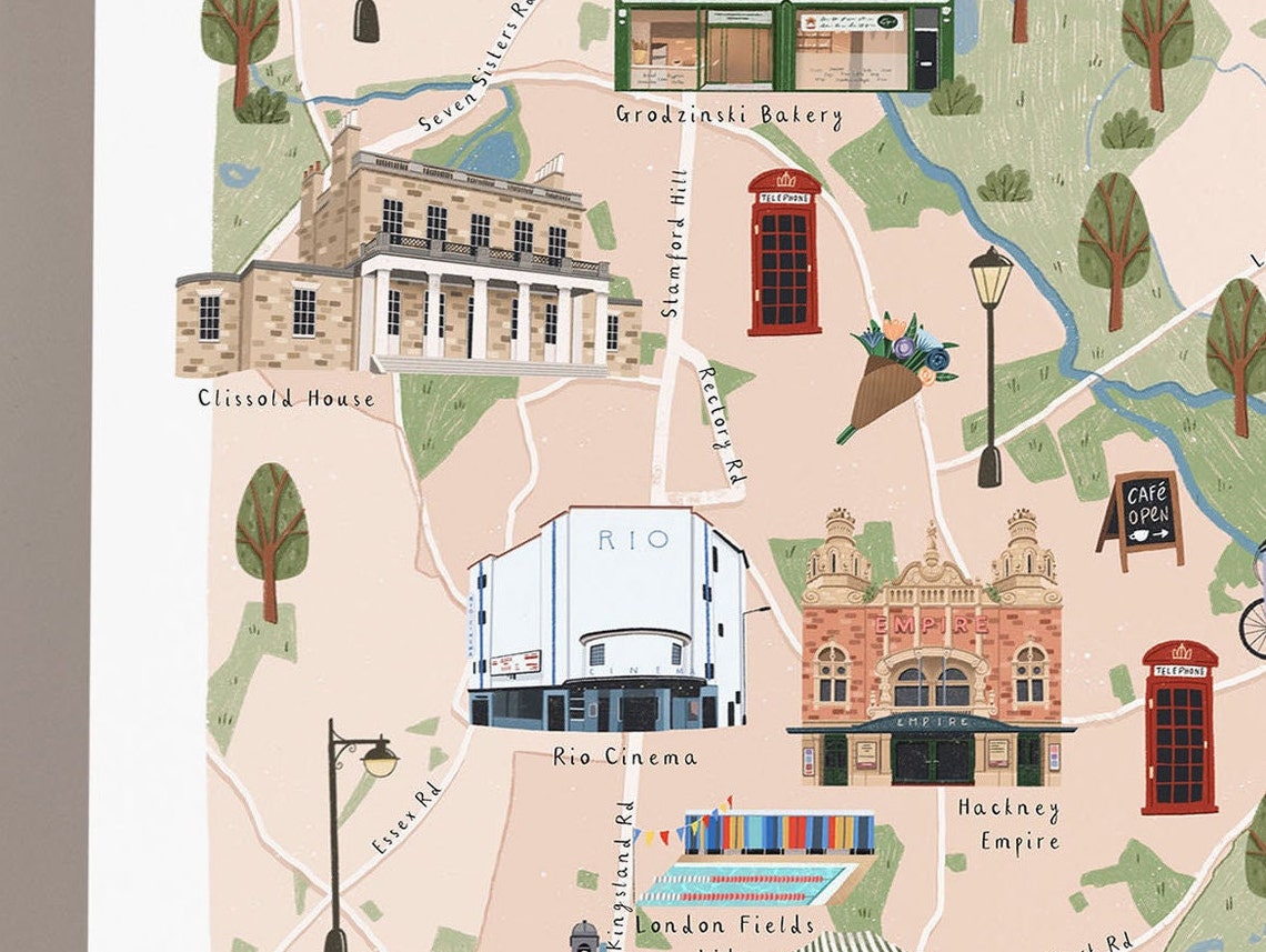 Hackney Map Illustrated Map of Hackney Hackney Print - Etsy UK