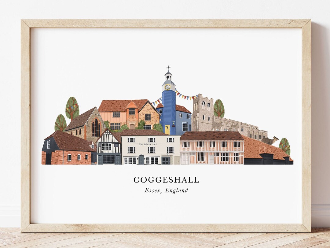 Coggeshall Skyline Print, Coggeshall Poster, Coggeshall Cityscape ...