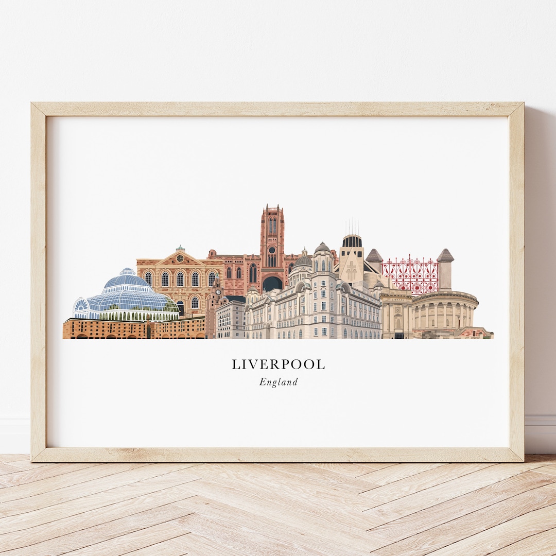 Liverpool Skyline Print, Liverpool Cityscape, Liverpool Wall Art ...