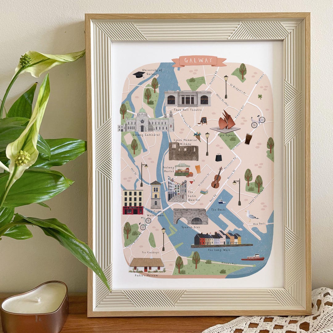 Galway Map, Illustrated Map of Galway, Galway Poster, Galway Print ...