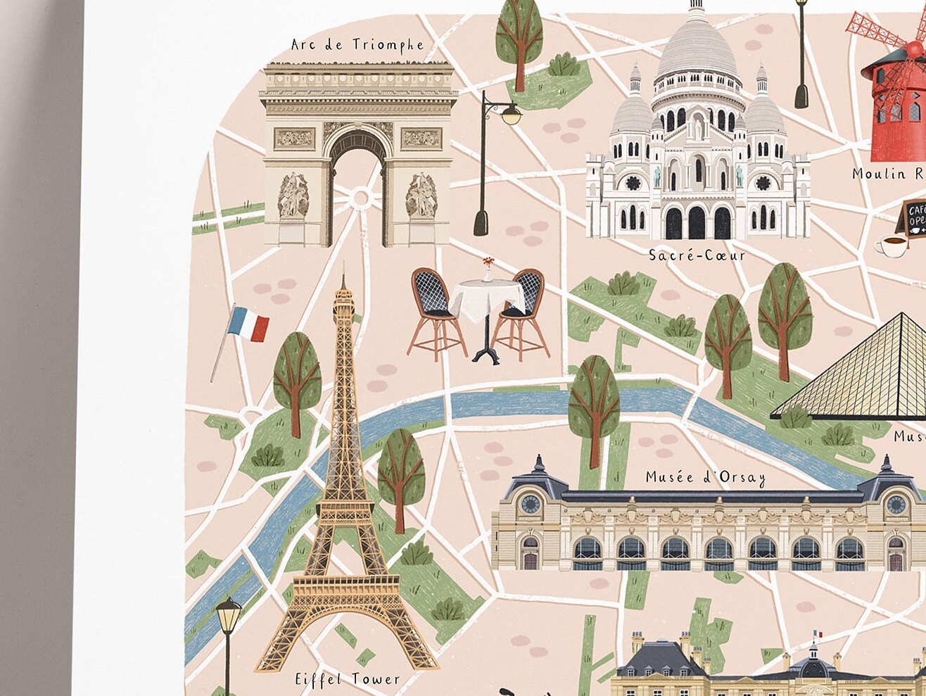 Mapa de París Mapa ilustrado de París Impresión de París - Etsy México