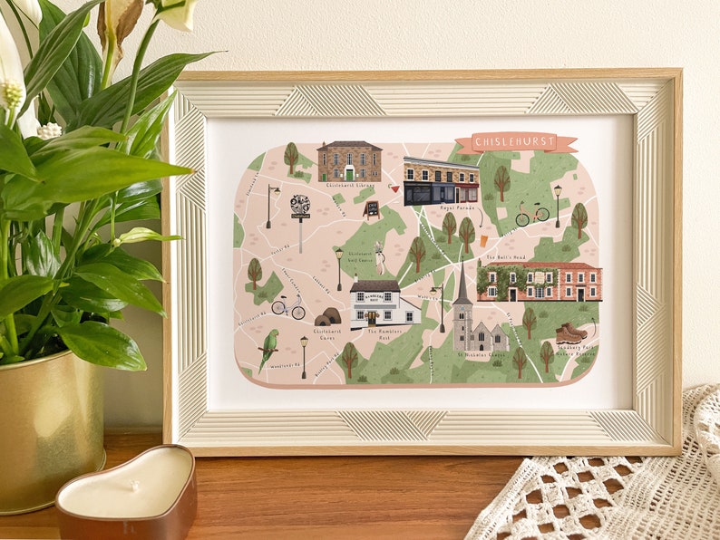 Chislehurst Map, Illustrated Map of Chislehurst, Chislehurst Poster ...
