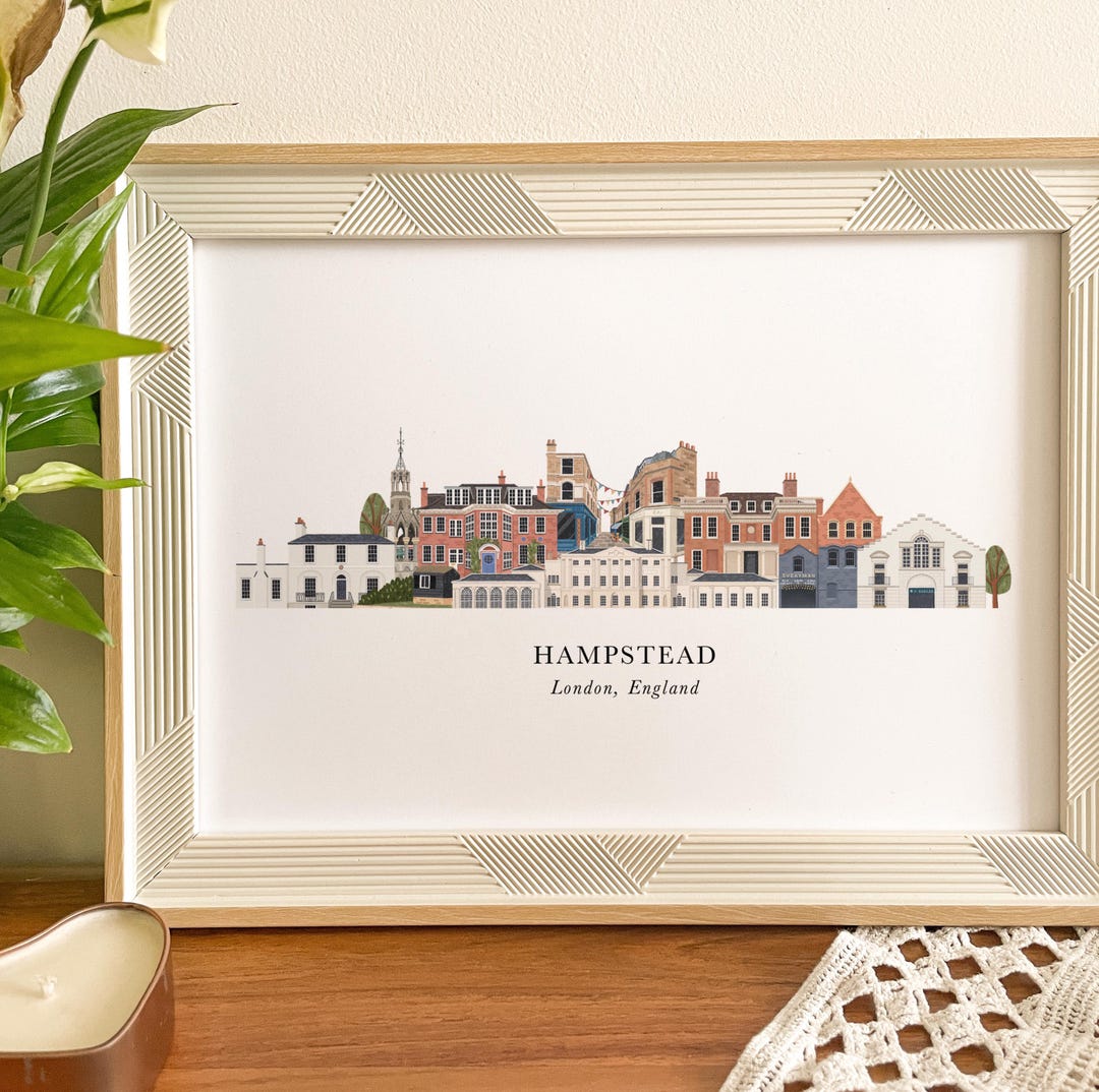 Hampstead Skyline Print, Hand Drawn Illustrated Hampstead Poster ...