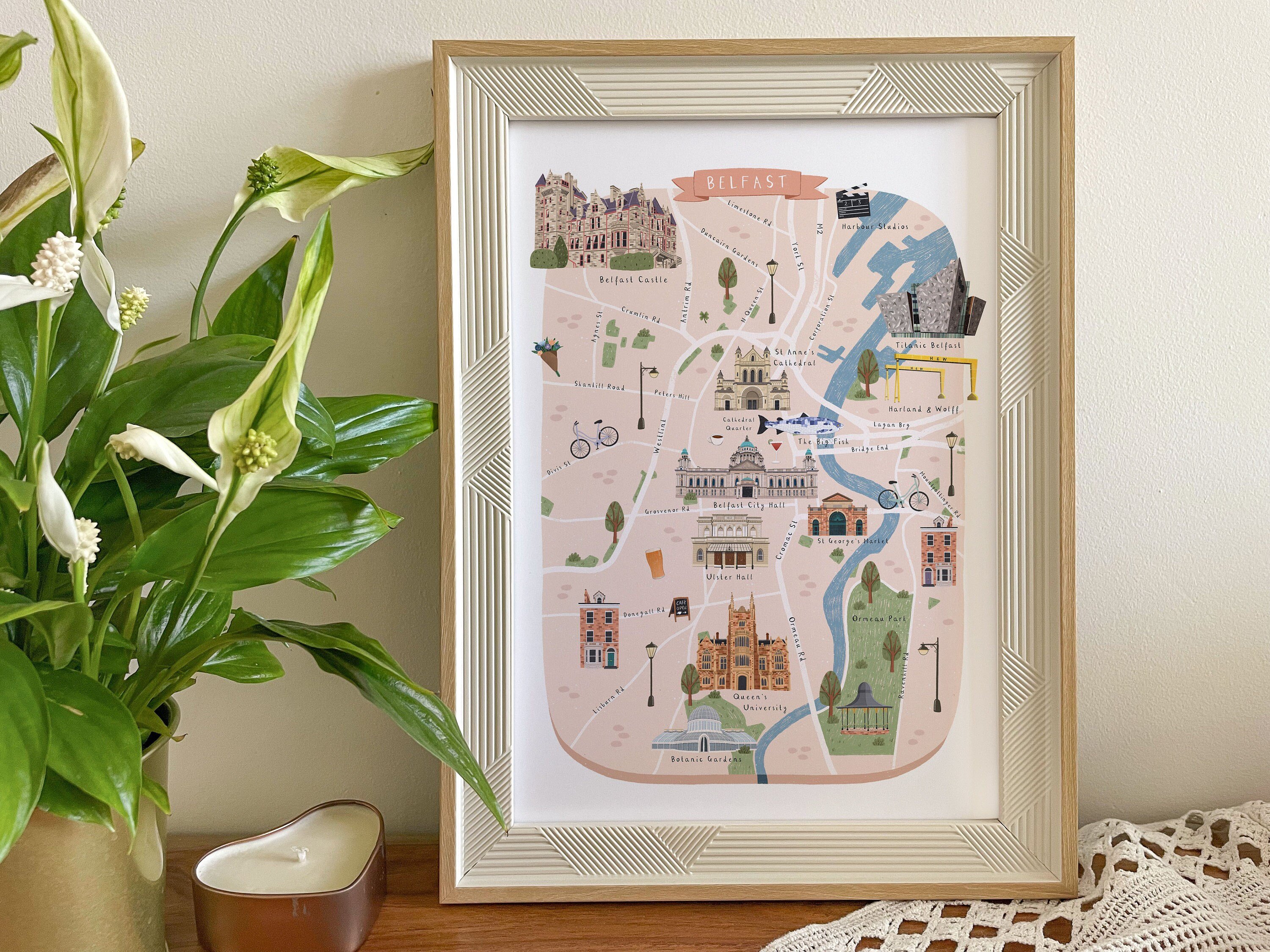 Belfast Map, Illustrated Map of Belfast, Belfast Poster, Belfast Print ...