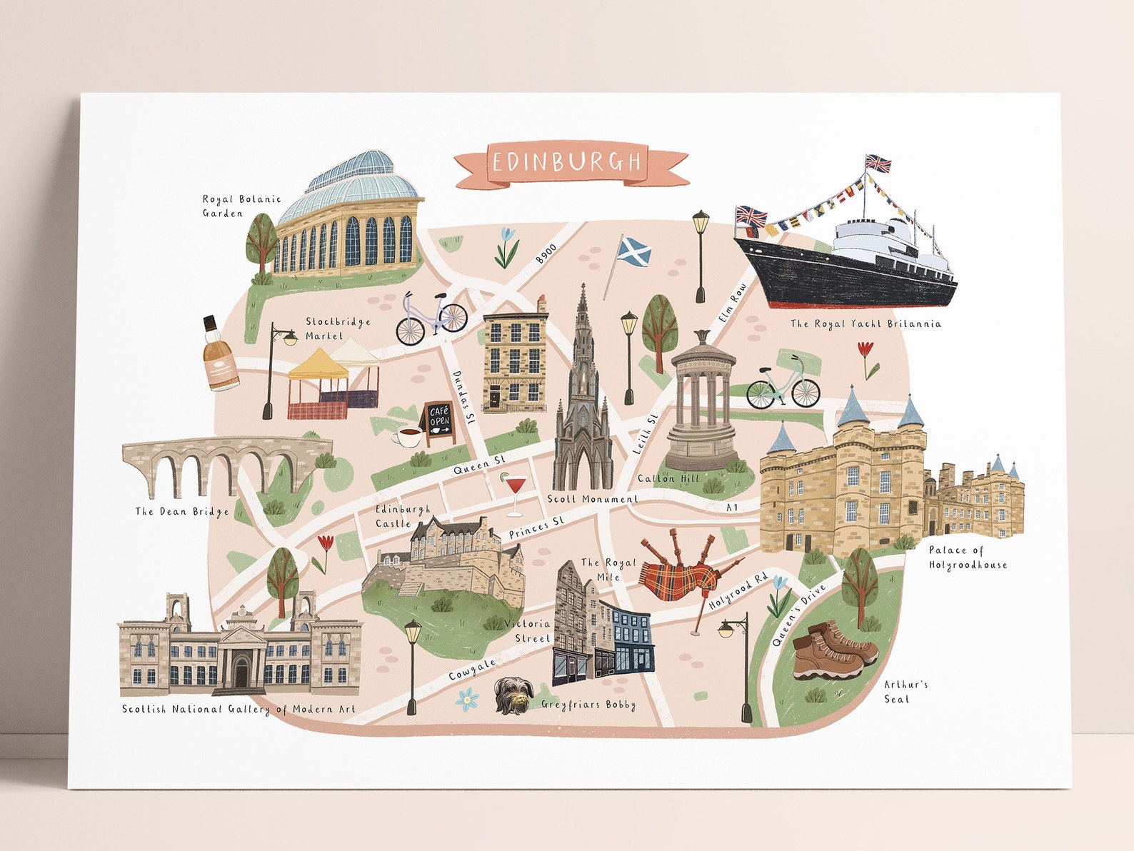 Edinburgh Map Illustrated Map of Edinburgh Edinburgh Print - Etsy Australia