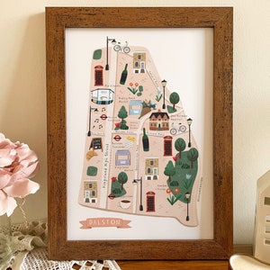 Dalston Map, Illustrated Map of Dalston, Dalston Print, Dalston Art ...
