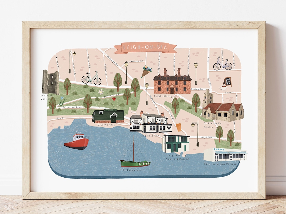 Leigh-on-sea Map, Illustrated Map of Leigh on Sea, Old Leigh Poster ...