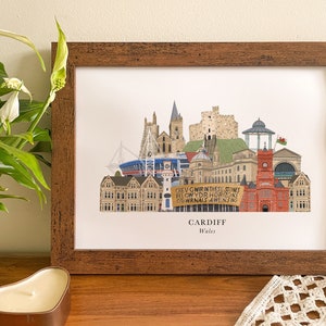 Cardiff Skyline Print, Cardiff Landmarks, Cardiff Cityscape, Cardiff ...