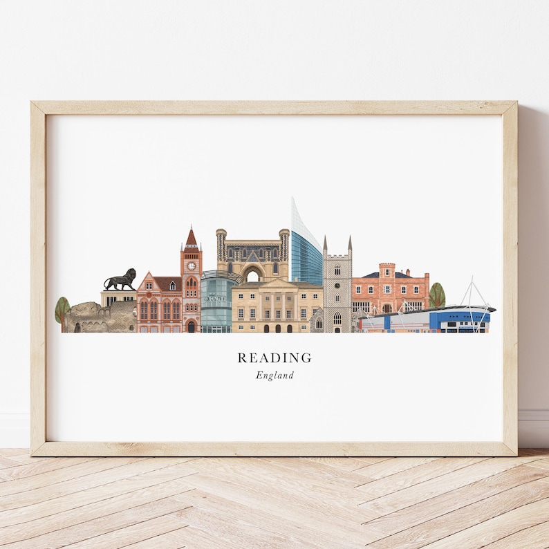 Reading Skyline Print, Reading Cityscape, Reading Wall Art, Reading ...
