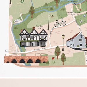 Feering Map, Illustrated Map of Feering, Feering Poster, Feering Print ...