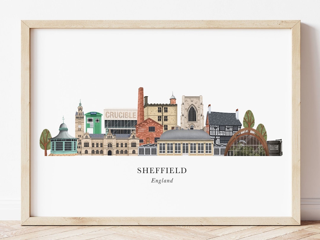 Sheffield Skyline Print, Sheffield Cityscape, Sheffield Wall Art ...