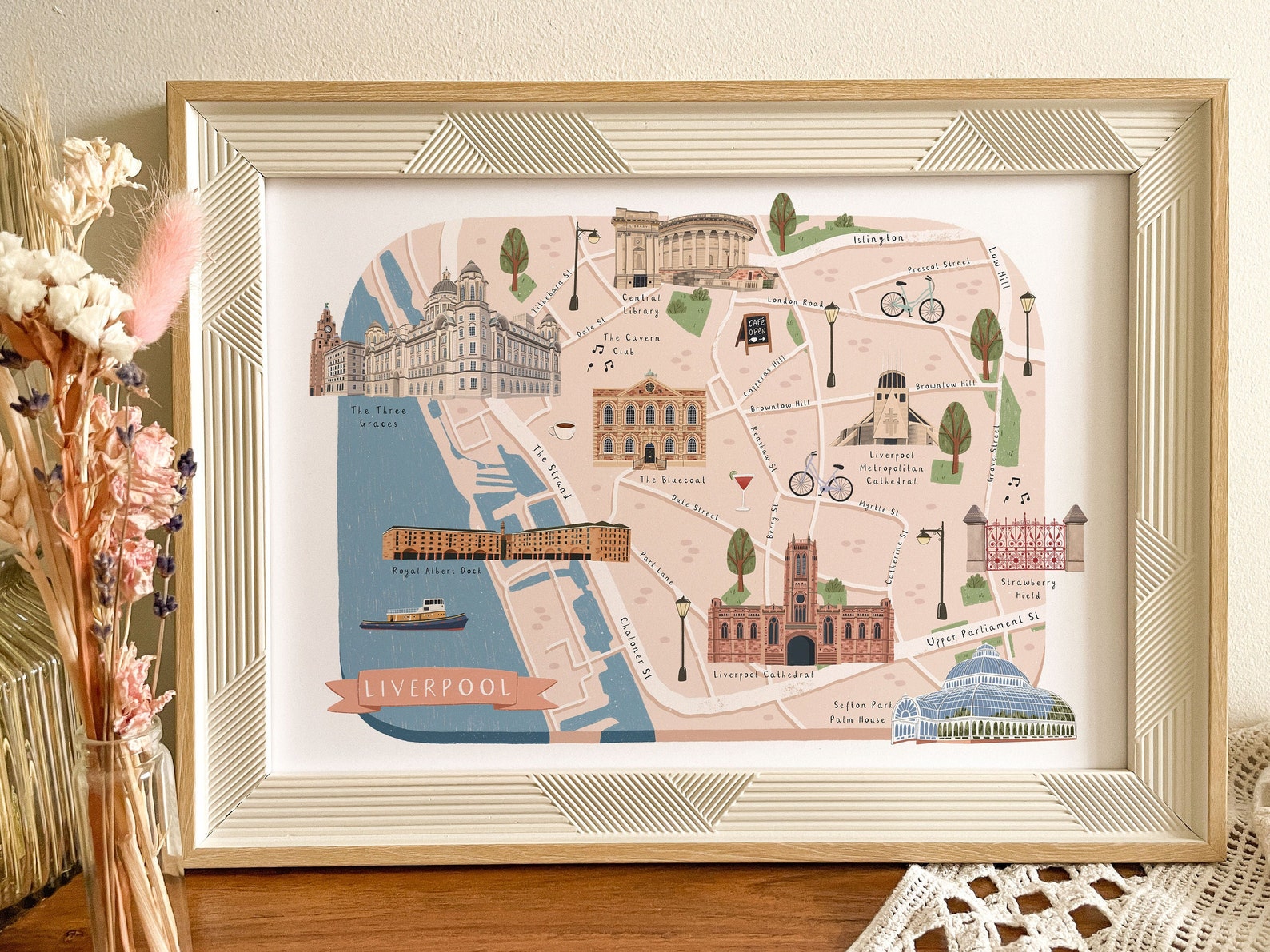 Liverpool Map Illustrated Map of Liverpool Liverpool Poster - Etsy UK