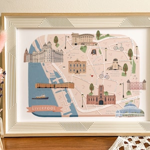 Liverpool Map, Illustrated Map of Liverpool, Liverpool Poster ...