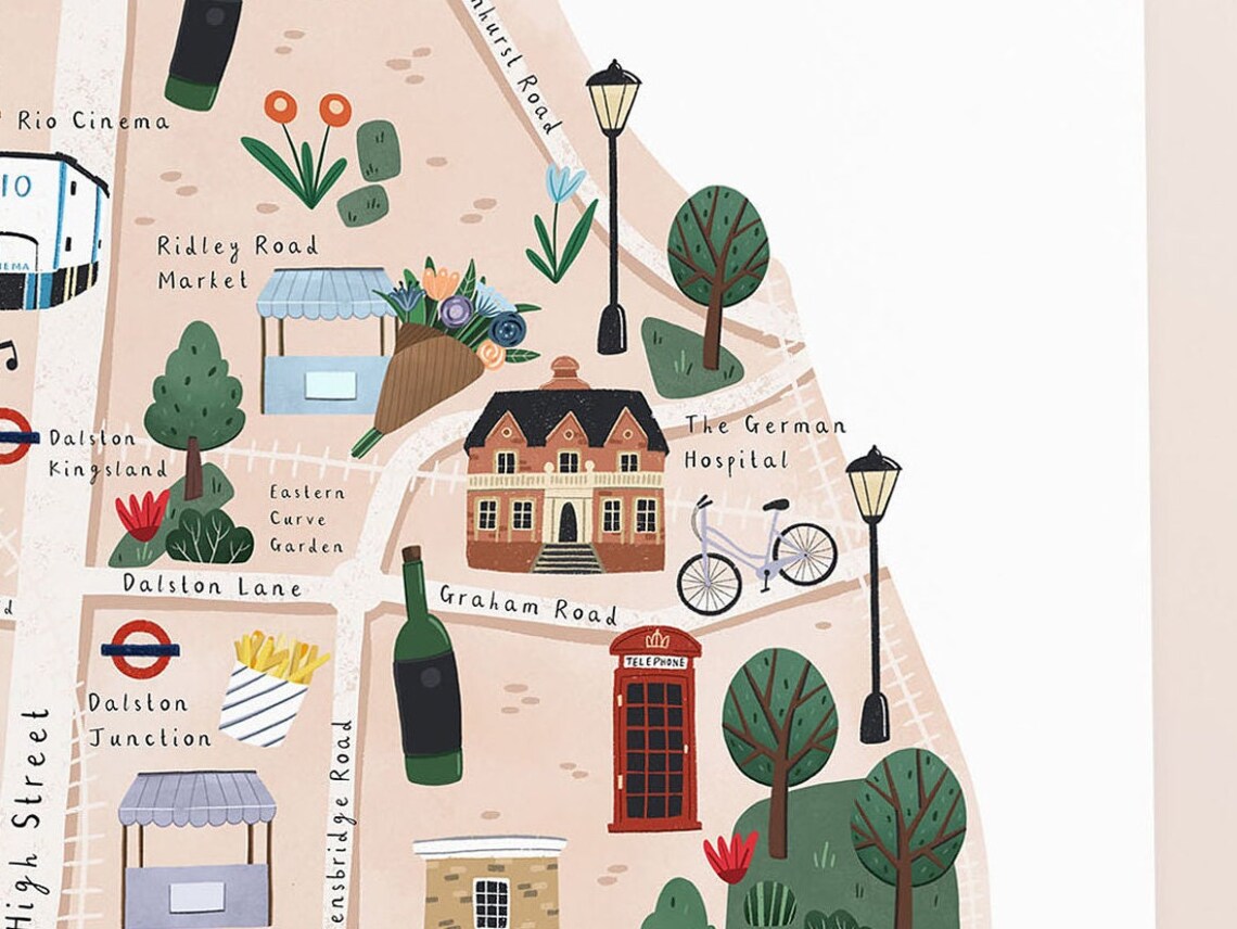 Dalston Map Illustrated Map of Dalston Dalston Print - Etsy