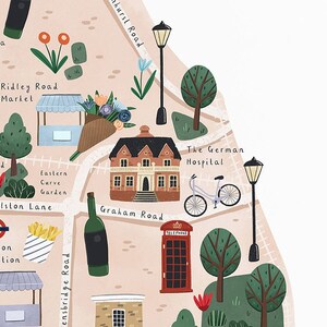 Dalston Map, Illustrated Map of Dalston, Dalston Print, Dalston Art ...