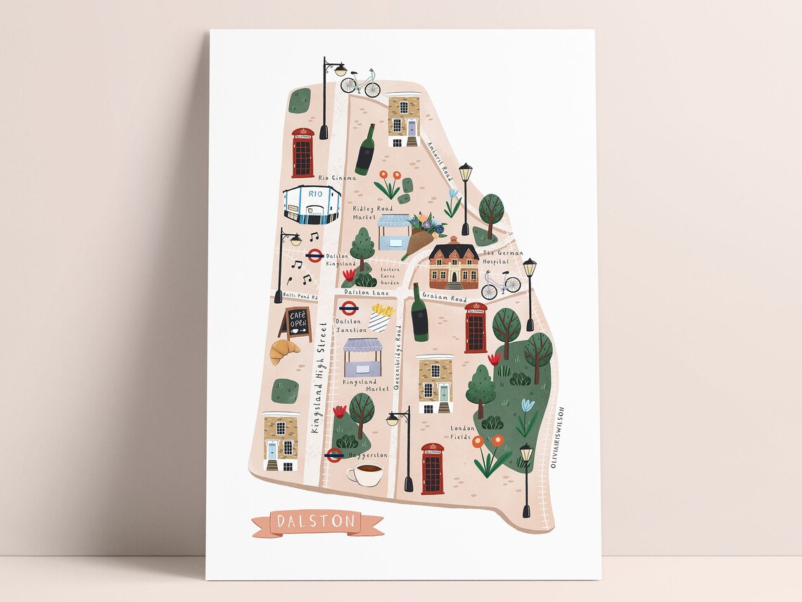 Dalston Map Illustrated Map of Dalston Dalston Print - Etsy