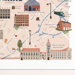 Manchester Map, Illustrated Map of Manchester, Manchester Poster ...