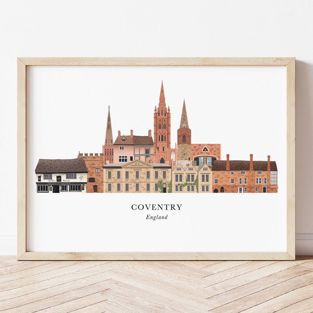 Coventry Skyline Print, Coventry Cityscape, Coventry Wall Art, Coventry ...
