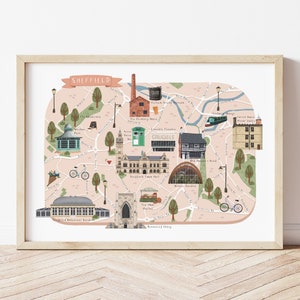 Sheffield Map, Illustrated Map of Sheffield, Sheffield Poster ...