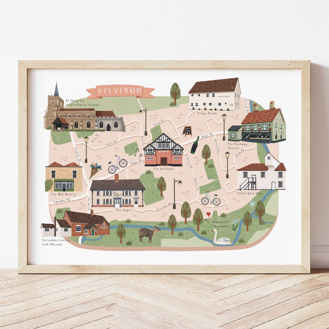 Kelvedon Map, Illustrated Map of Kelvedon, Kelvedon Poster, Kelvedon ...