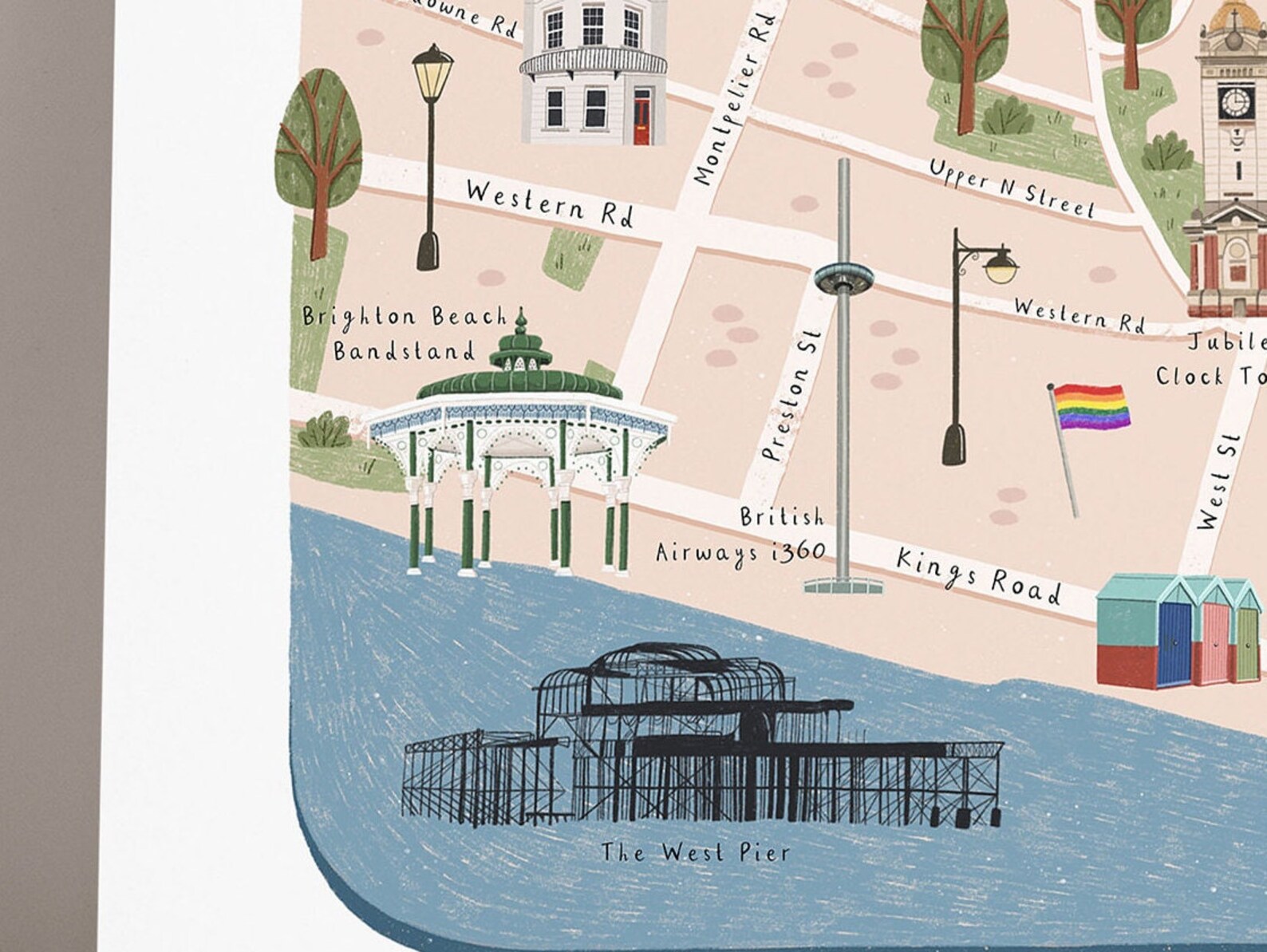 Brighton Map Illustrated Map of Brighton Brighton Poster - Etsy