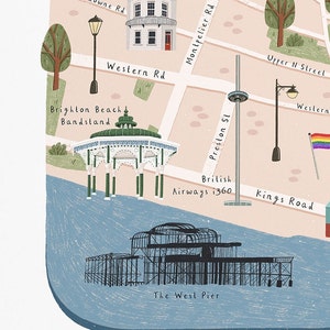 Brighton Map, Illustrated Map of Brighton, Brighton Poster, Brighton ...