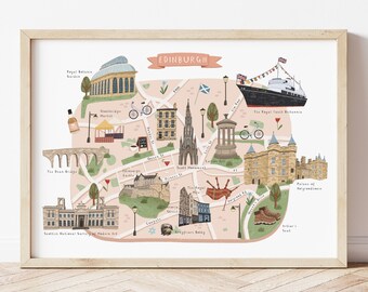 Edinburgh Map, Map of Edinburgh, Scotland Map, Edinburgh Art, Edinburgh ...