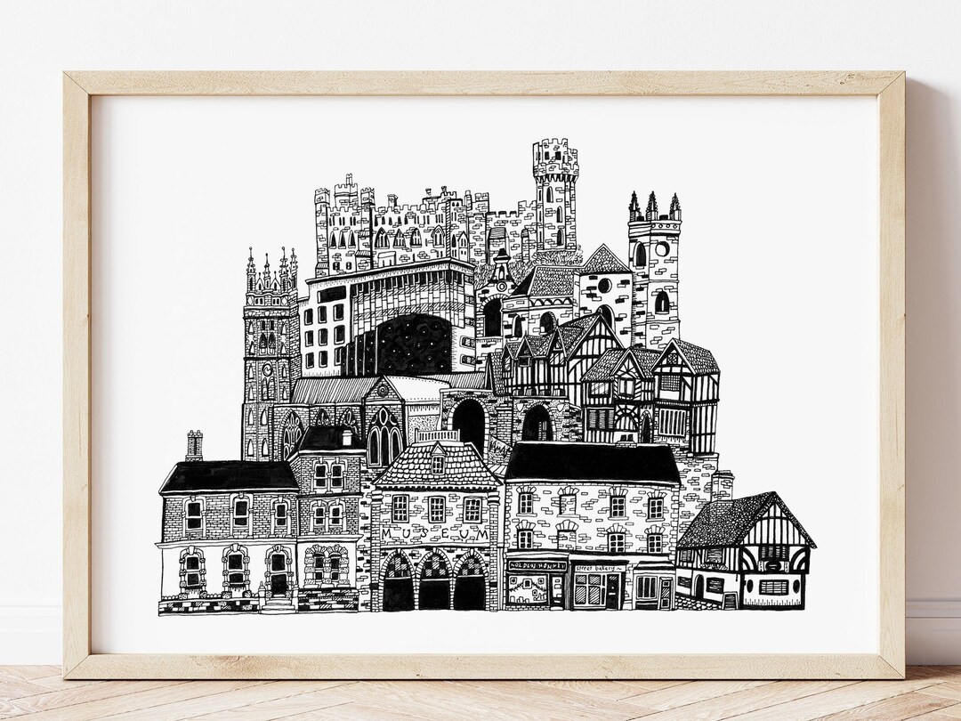 Warwick Skyline Print, Warwick Landmarks, Warwick Cityscape, Warwick ...