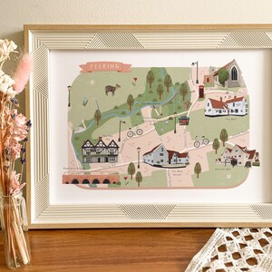 Feering Map, Illustrated Map of Feering, Feering Poster, Feering Print ...