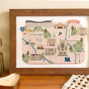 Bath Map, Illustrated Map of Bath, Bath Poster, Bath Print, Bath Art ...