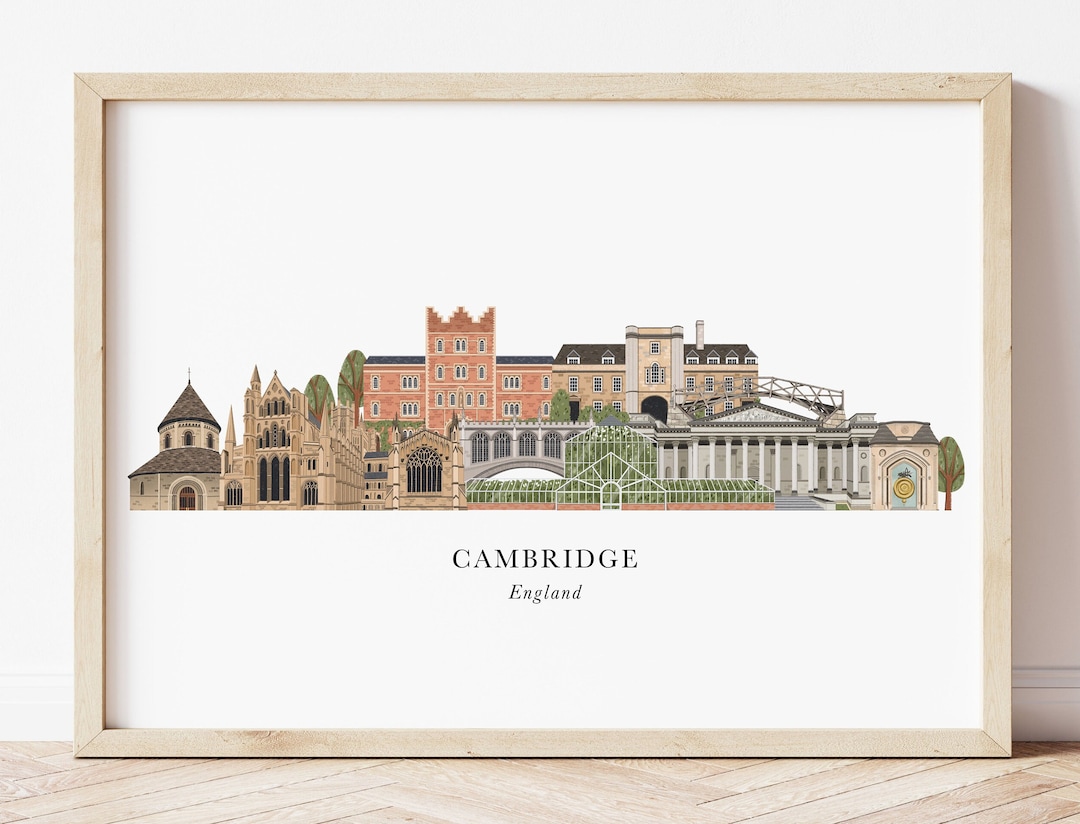 Cambridge Skyline Print, Cambridge Cityscape, Cambridge Wall Art ...