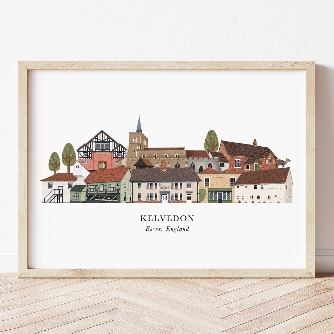Kelvedon Skyline Print, Kelvedon Landmarks, Kelvedon Cityscape ...