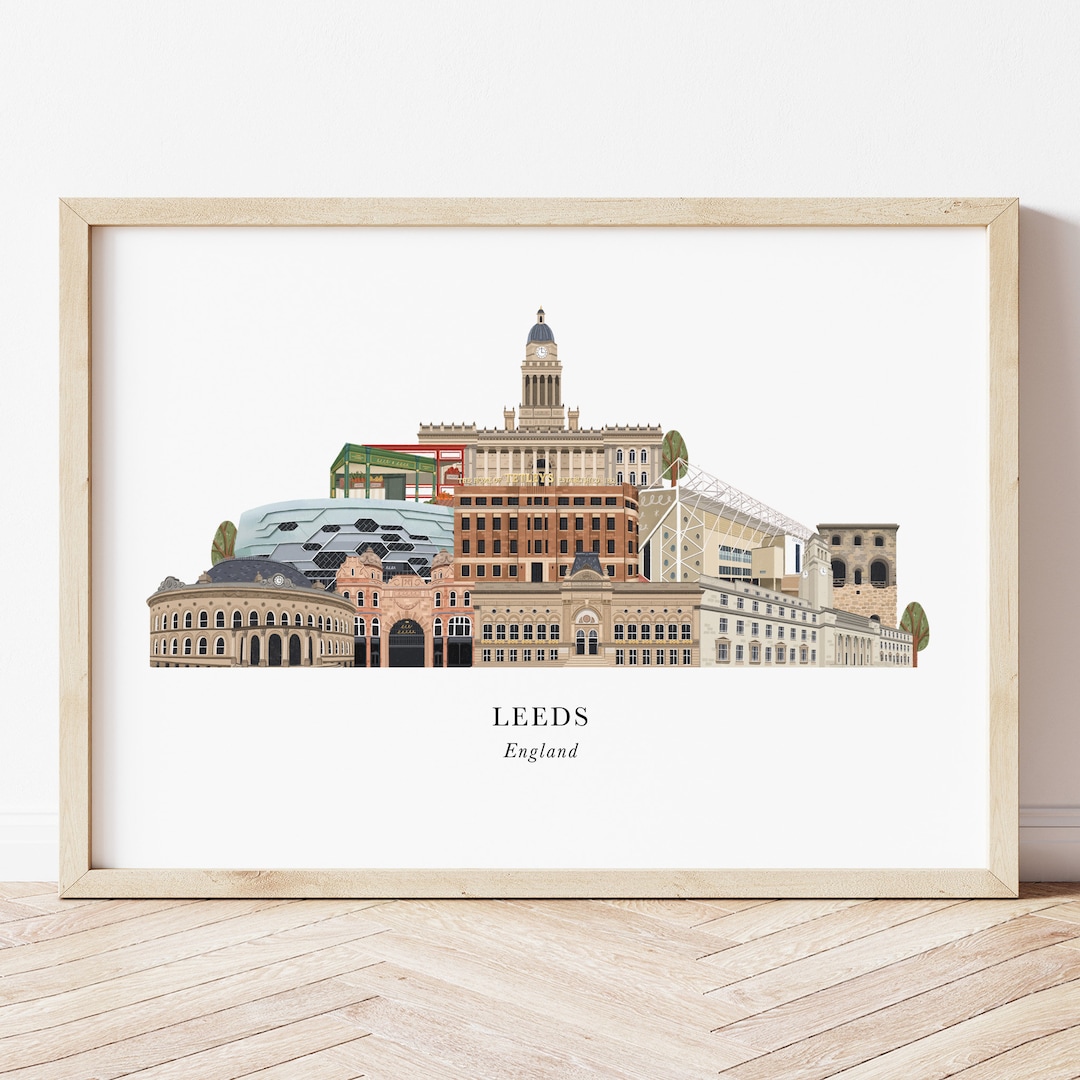 Leeds Skyline Print, Leeds Cityscape, Leeds Wall Art, Leeds Gift, Leeds ...
