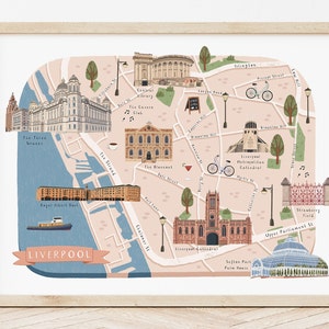 Liverpool Map Illustrated Map of Liverpool Liverpool Poster - Etsy