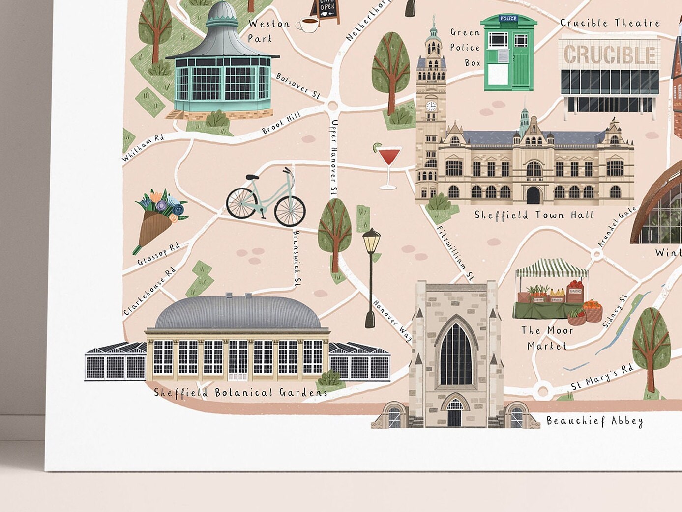 Sheffield Map Illustrated Map of Sheffield Sheffield Poster - Etsy UK