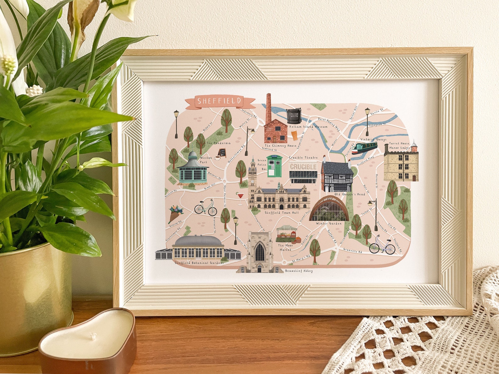Sheffield Map Illustrated Map of Sheffield Sheffield Poster - Etsy UK