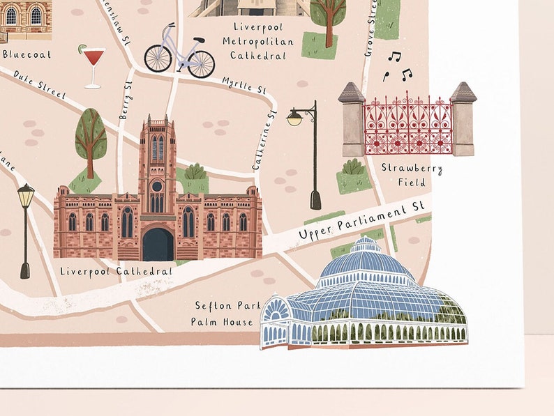 Liverpool Map Illustrated Map of Liverpool Liverpool Poster - Etsy UK